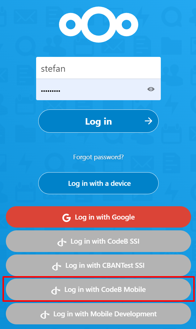Logon to Nextcloud with OpenID QR Code - CodeB