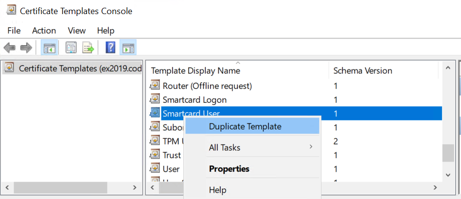 Windows Login Certificate Template for Self-Enrollment