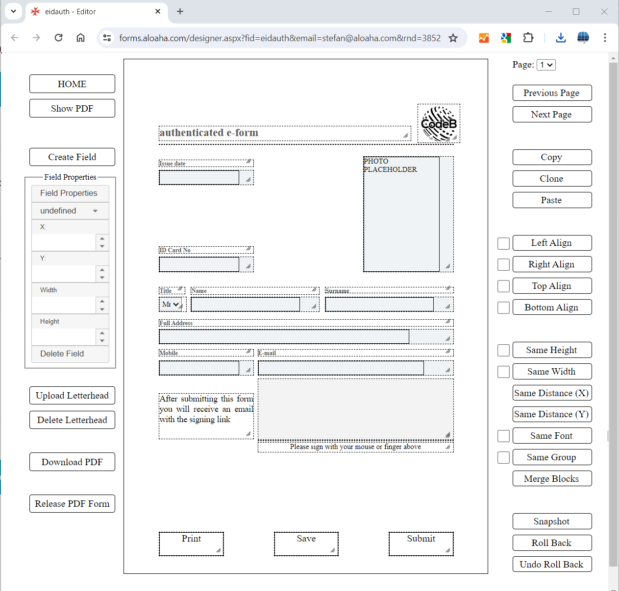 Free Aloaha eForms Server - CodeB Identity Solutions